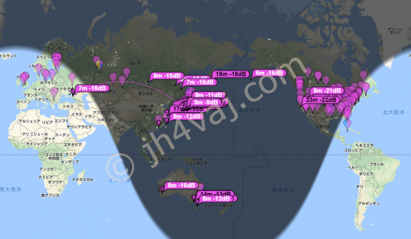 80mバンド FT8で北米とオーストラリア、タスマニアに届いた | jh4vaj