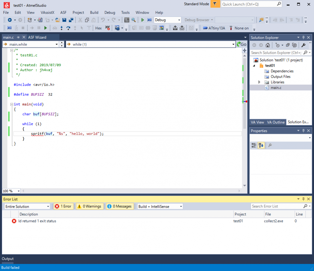 Atmel Studio 7 最初の一歩 ～ hello, world | jh4vaj