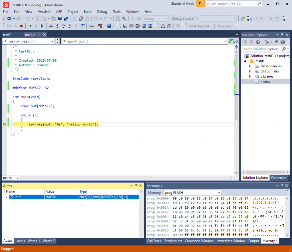 Atmel Studio 7 最初の一歩 ～ hello, world | jh4vaj