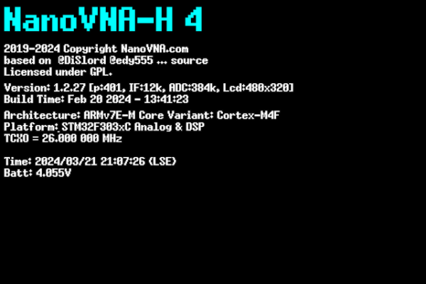 NanoVNA-H4 ファームウェアアップデート 1.2.27 | jh4vaj